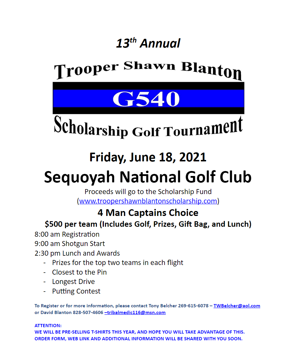 13th Annual Scholarship Flyer | Trooper Shawn Blanton Scholarship